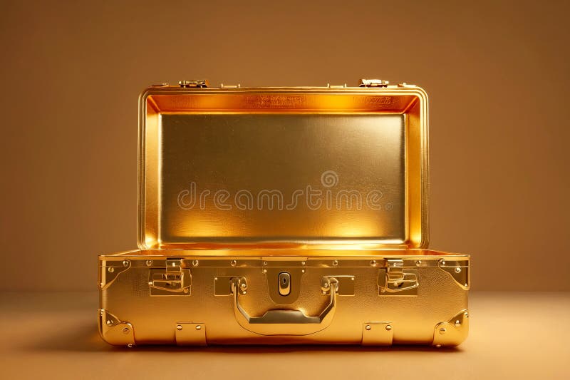 A Gold Suitcase is Open and Empty. Generative AI Stock Photo - Image of ...
