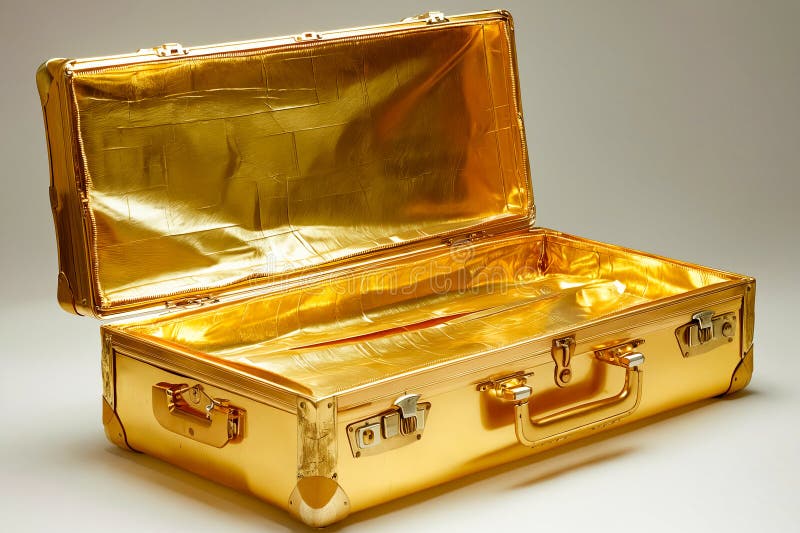 A Gold Suitcase is Open and Empty. Generative AI Stock Photo - Image of ...