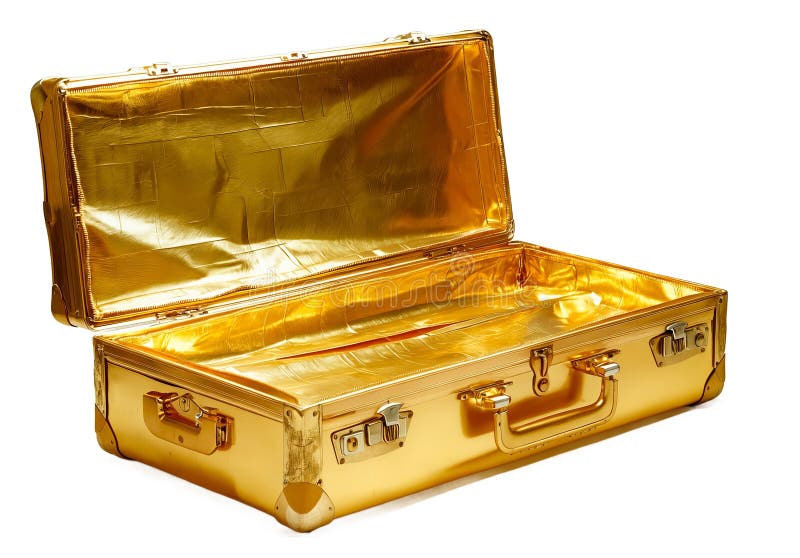 Gold Suitcase with Wheels Isolated on Transparent Background Stock ...