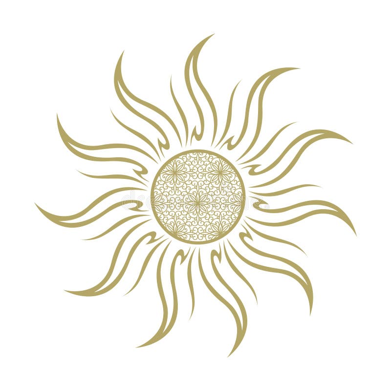 Gold Sun, vector stock illustration. Illustration of border - 195896238