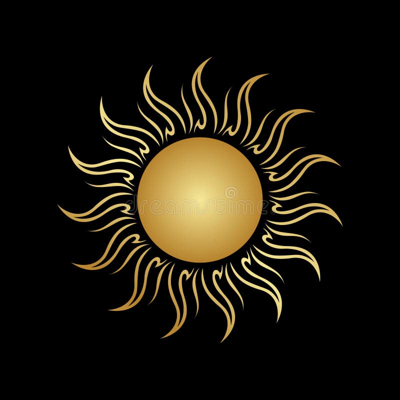 Gold Sun, vector stock vector. Illustration of icon - 195896259