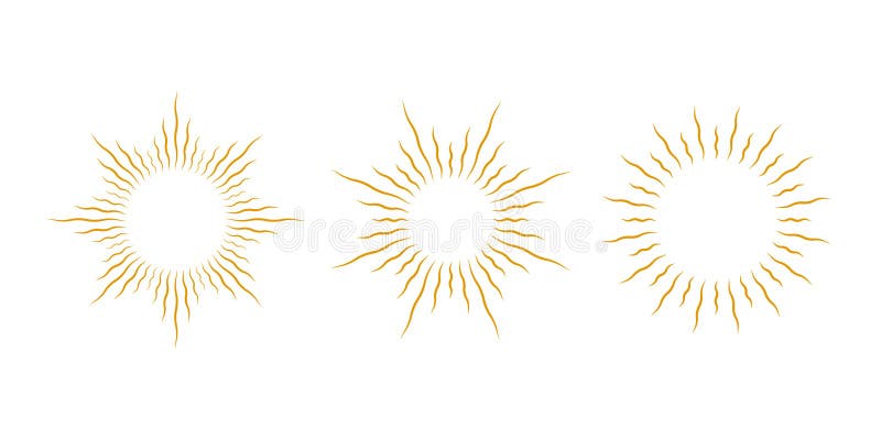 Gold Sunburst Frames Set. Retro Sun Light Rays Element Collection Stock ...