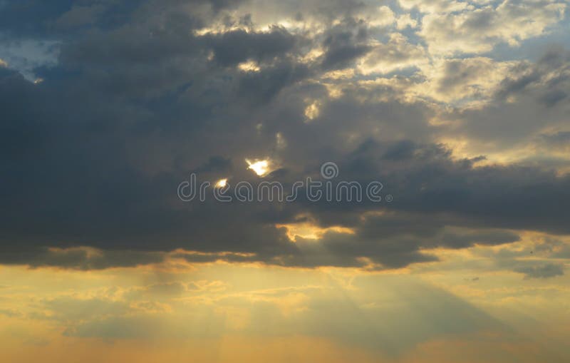 Gold Sunset with Dark Clouds Stock Photo - Image of beautiful, horizon ...