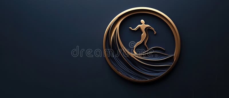 Gold Surfer Icon on a Dark Blue Background Stock Illustration ...