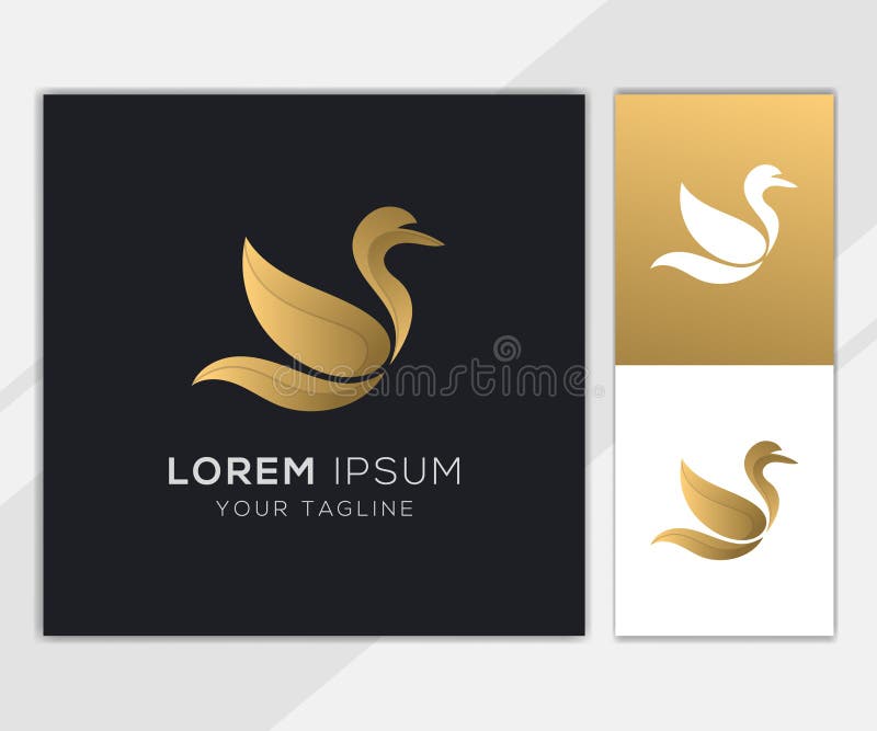 Gold Swan Abstract Logo Template Stock Vector - Illustration of ...