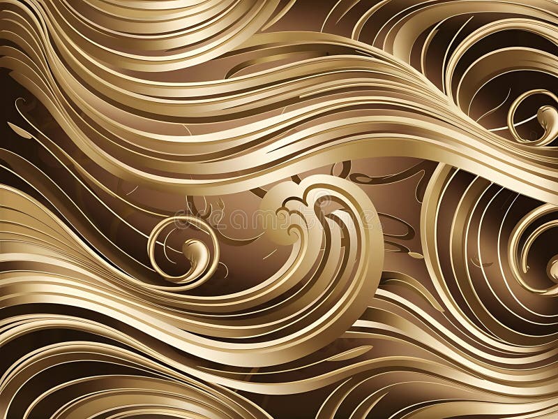 Gold Swirl Pattern with Ornamental Curved Lines Stock Illustration ...