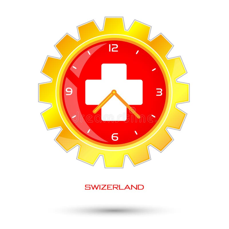 Gold Swiss watch stock vector. Illustration of flag, country - 89280160