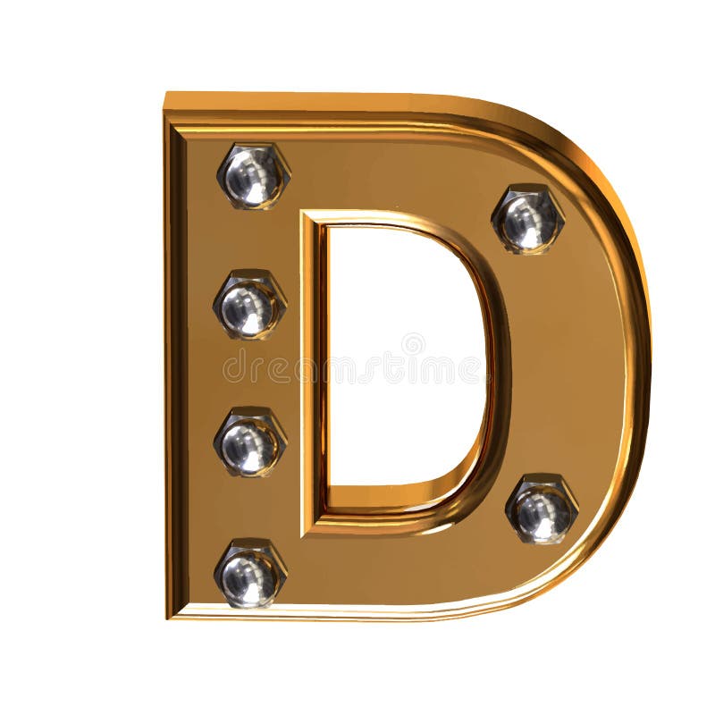 Gold Symbol with Metal Bolts. Letter D Stock Illustration ...