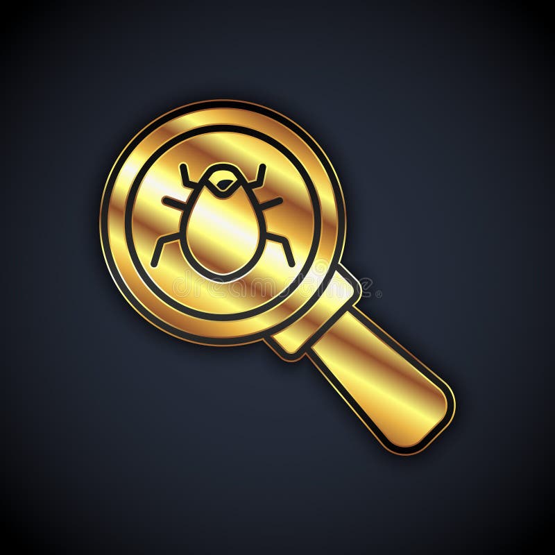 Gold System Bug on Mobile Icon Isolated on White Background. Code Bug ...