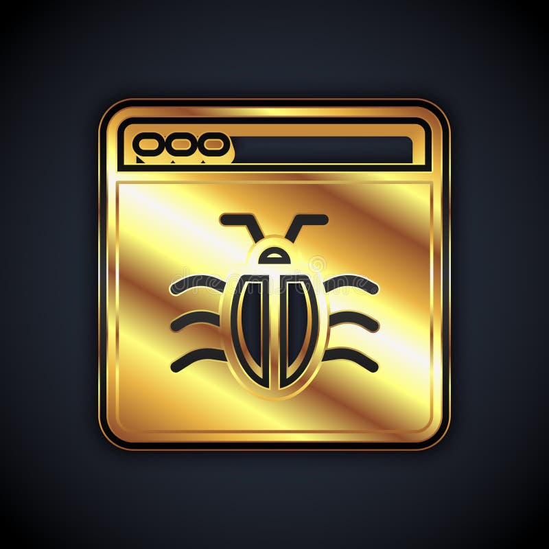 Gold System Bug Concept Icon Isolated on Black Background. Code Bug ... Gold System Bug Concept Icon Isolated on Black Background. Code Bug ...