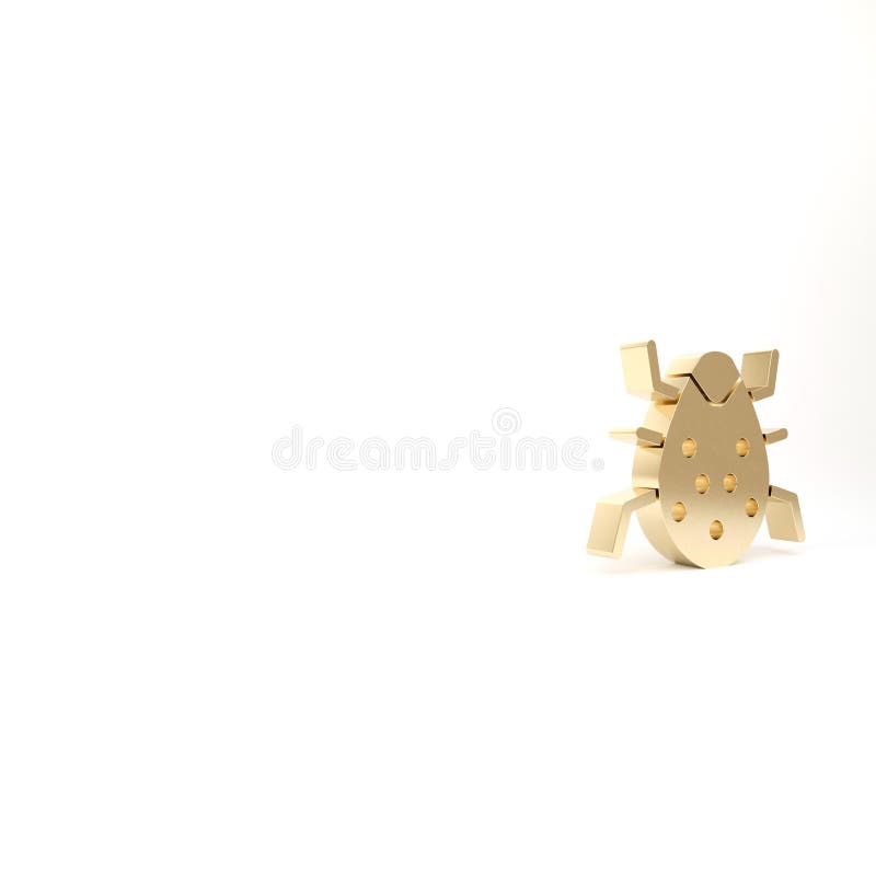 Gold System Bug Concept Icon Isolated on White Background. Code Bug ...