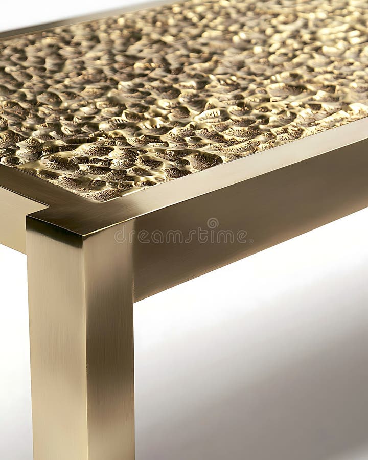 A Gold Table with a Rough Surface and a Silver Frame Stock Illustration ...