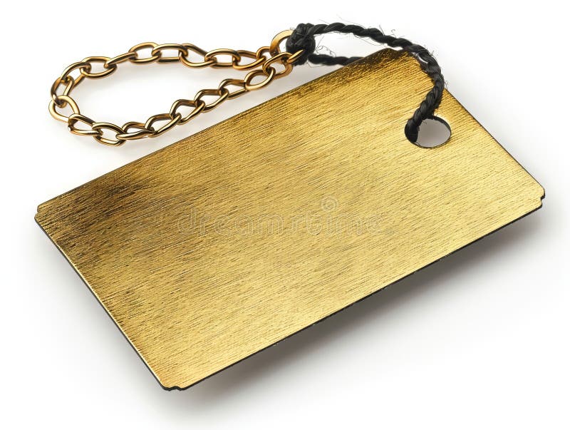 A Gold Tag with a Chain Attached To it Stock Image - Image of accessory ...