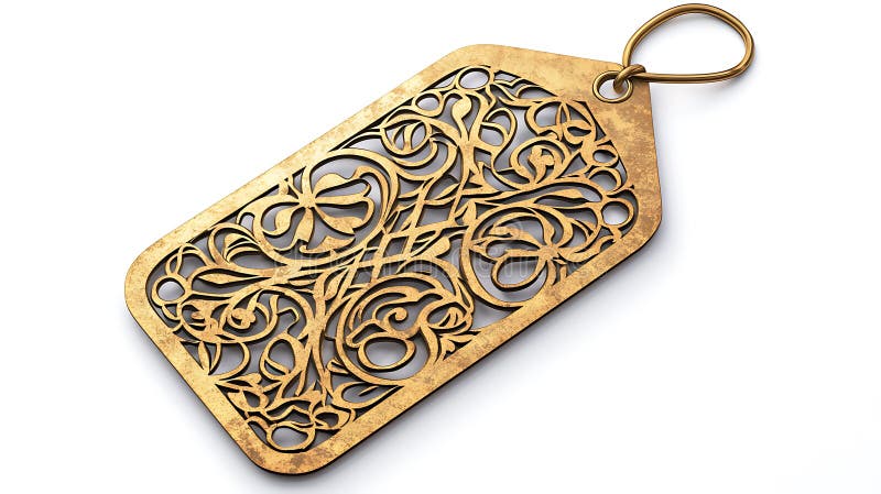 A Gold Tag with a Flower Design on it Stock Illustration - Illustration ...