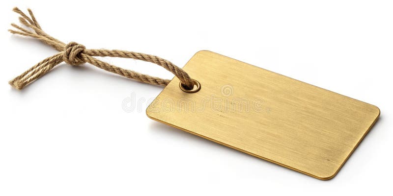 Gold Tag with Jute String on White, Price Tag , Label Stock ...