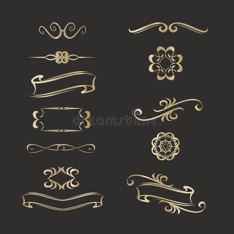 Gold Templates Monograms for Various Design Projects.Vintage Stock ...