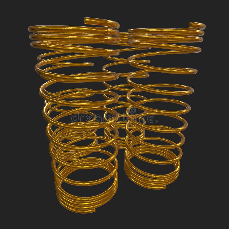 Gold spring 3d stock illustration. Illustration of machinery - 115501974