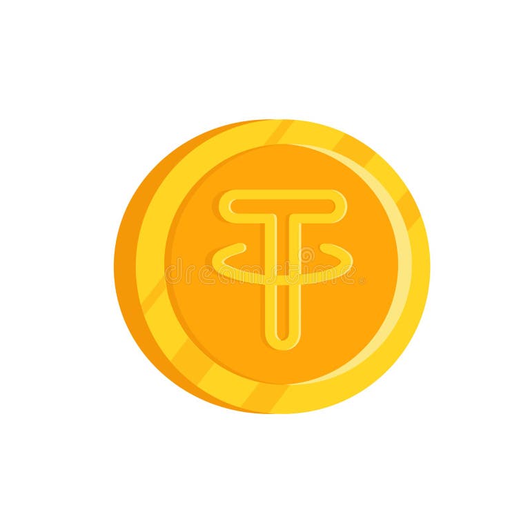 Gold Tether Isolated Coin. Vector Illustration Editorial Stock Image ...