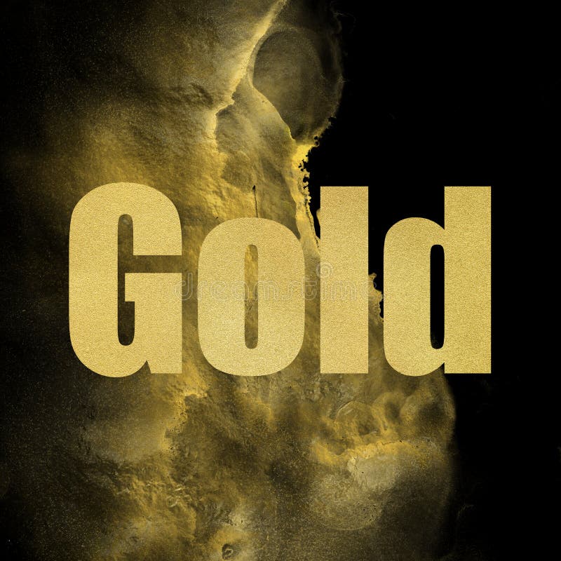 Gold Text with Gold Abstract Overlay on a Black Background Stock Photo ...