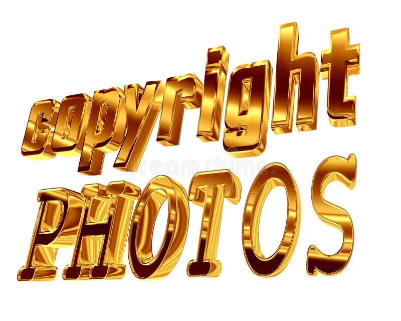Gold Text Copyright Photos on a White Background Stock Illustration ...