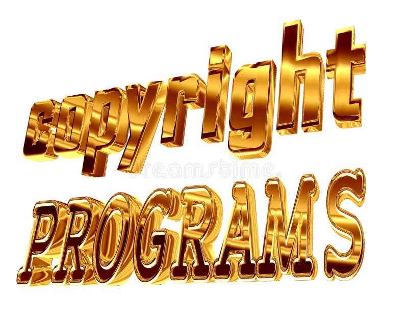 Gold Text Copyright Programs on a White Background Stock Illustration ...