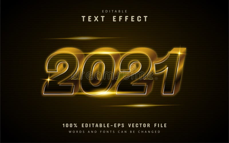 2021 gold text effect stock vector. Illustration of festive - 255846836