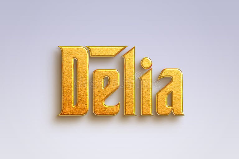 Gold Text Effect of Spanish Name Delia on Light-blue Background Stock ...