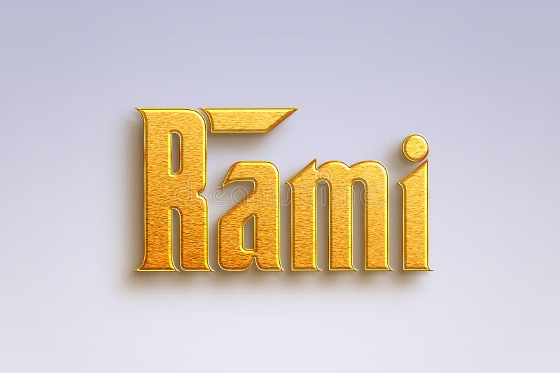 Gold Text Effect of Arabic Name Rami on Light-blue Background Stock ...
