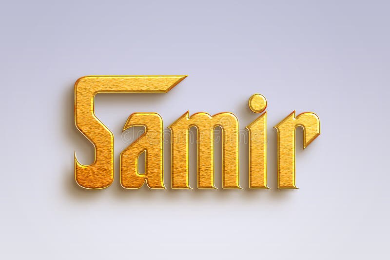 Gold Text Effect of Arabic Name Samir on Light-blue Background Stock ...
