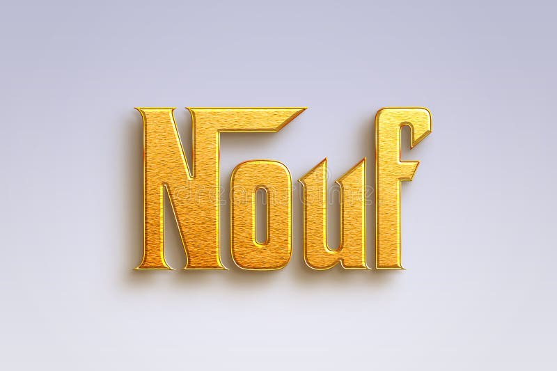 Gold Text Effect of Arabic Name Nouf on Light-blue Background Stock ...