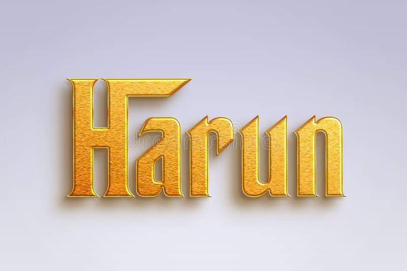 Gold Text Effect of Arabic Name Harun on Light-blue Background Stock ...