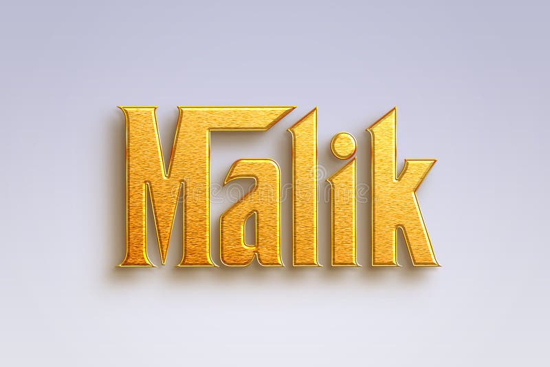 Gold Text Effect of Arabic Name Malik on Light-blue Background Stock ...