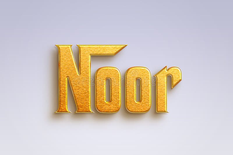 Gold Text Effect of Arabic Name Noor on Light-blue Background Stock Illustration - Illustration ...