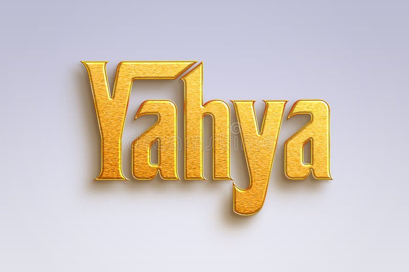 Gold Text Effect of Arabic Name Yahya on Light-blue Background Stock ...