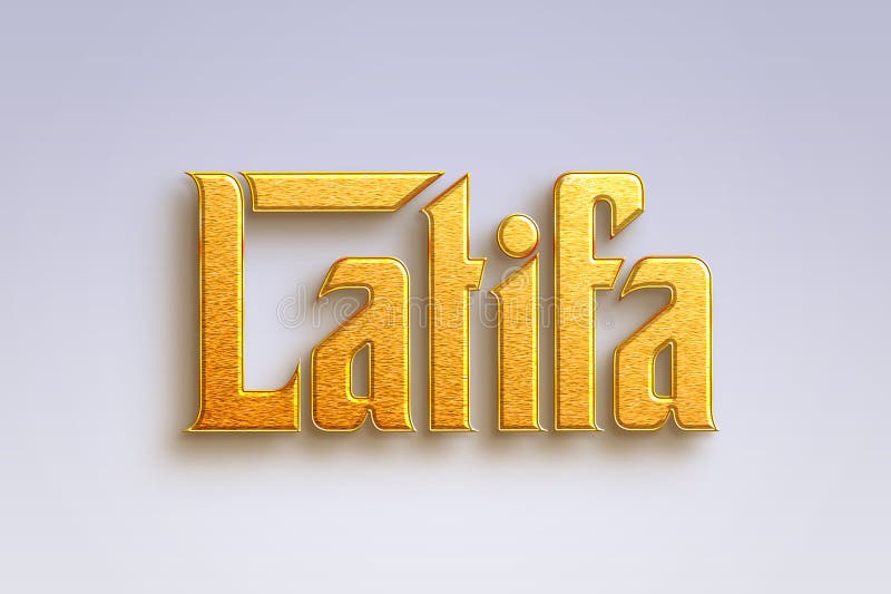 Gold Text Effect of Arabic Name Latifa on Light-blue Background Stock ...