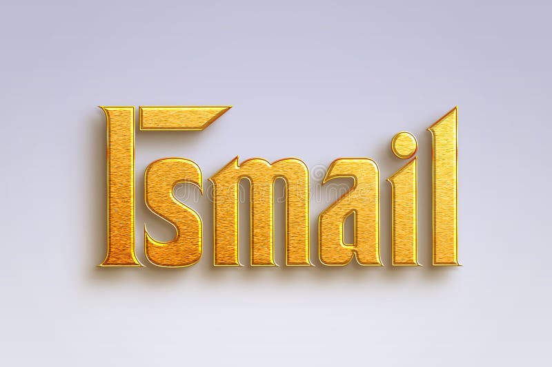 Gold Text Effect of Arabic Name Ismail on Light-blue Background Stock ...