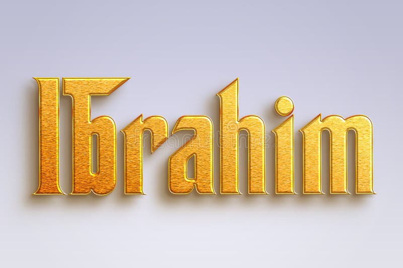 Gold Text Effect of Arabic Name Ibrahim on Light-blue Background Stock ...