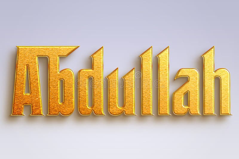 Gold Text Effect of Arabic Name Abdullah on Light-blue Background Stock ...