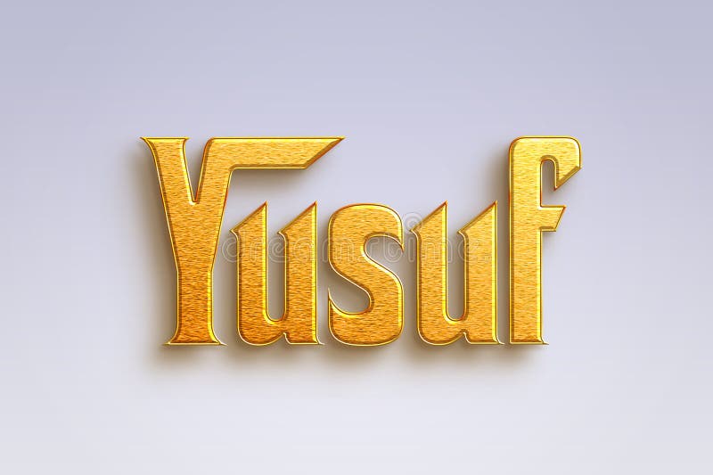 Gold Text Effect of Arabic Name Yusuf on Light-blue Background Stock ...