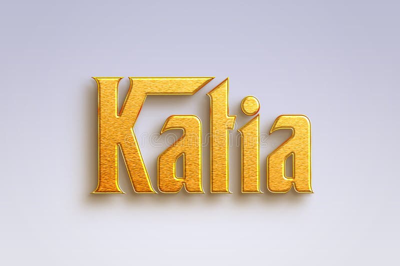 Gold Text Effect of Spanish Name Katia on Light-blue Background. Stock ...