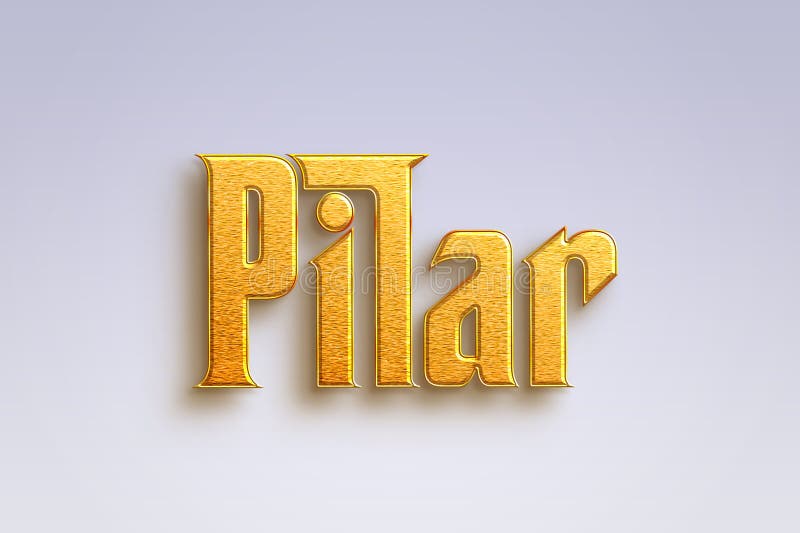 Gold Text Effect of Spanish Name Pilar on Light-blue Background. Stock ...