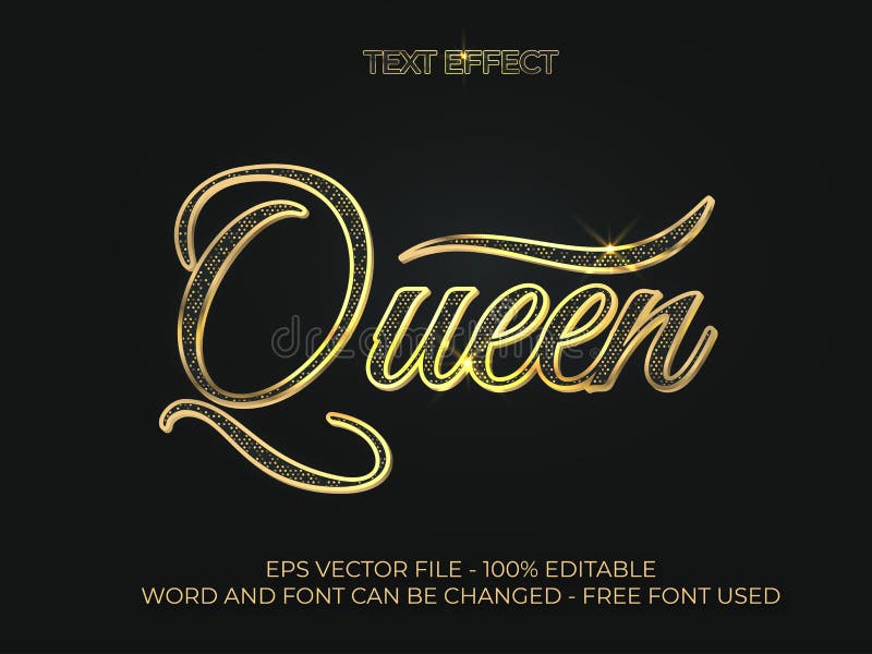 Editable Text Effect Queen with Glitter Style. Stock Vector ...