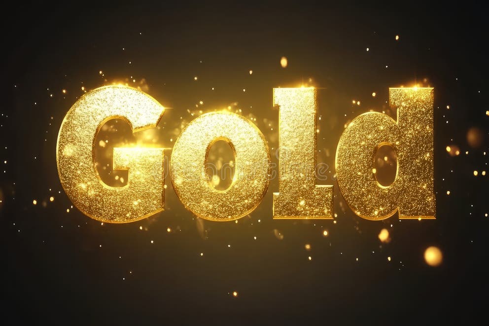 Gold Text Effect with Shiny Glitter and Sparkles on Dark Background ...