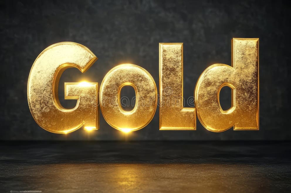 Gold Text Effect with Shiny Metallic Finish and Retro Style Stock ...
