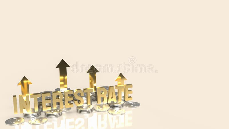 The Gold Text Interest Rate and Coins for Business Concept 3d Rendering ...