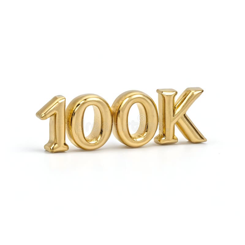Gold Text 100K stock illustration. Illustration of isolated - 356396180