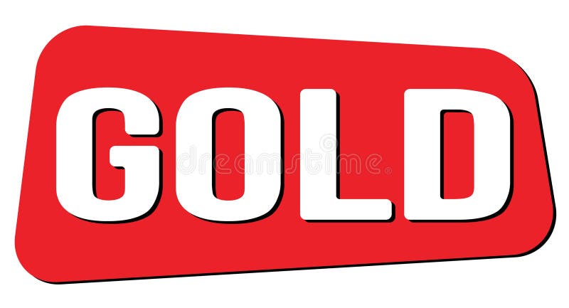 GOLD Text on Red Trapeze Stamp Sign Stock Illustration - Illustration ...