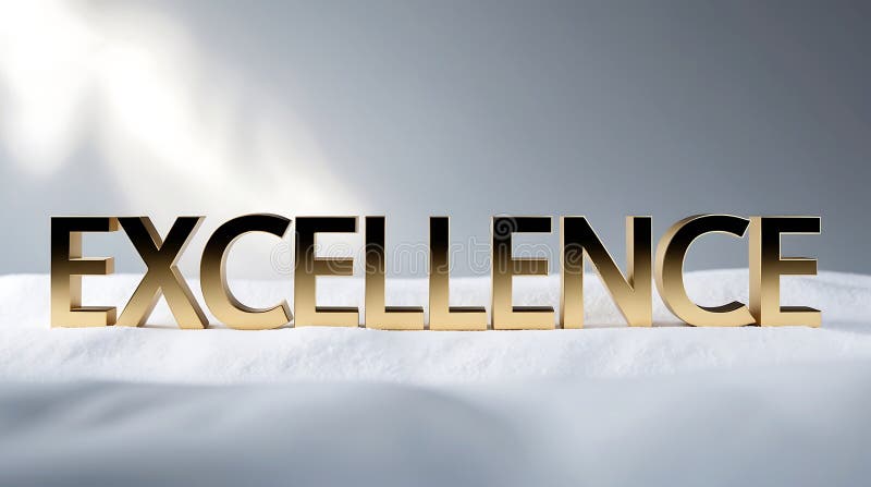Gold Text Spelling Excellence on Soft, White Surface with a Gentle ...