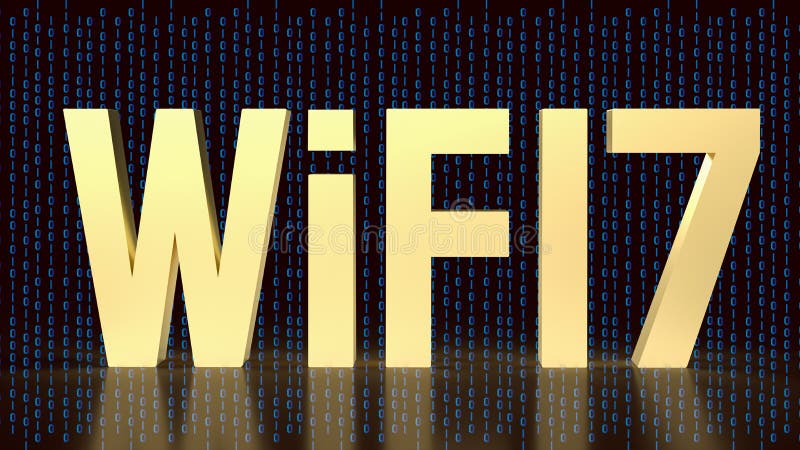 The Gold Wifi 7 for Technology or Internet Concept 3d Rendering Stock ...