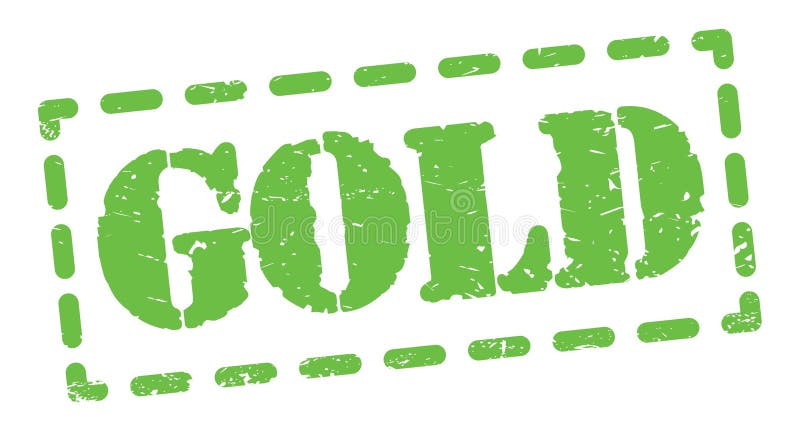 GOLD Text Written on Green Stamp Sign Stock Illustration - Illustration ...